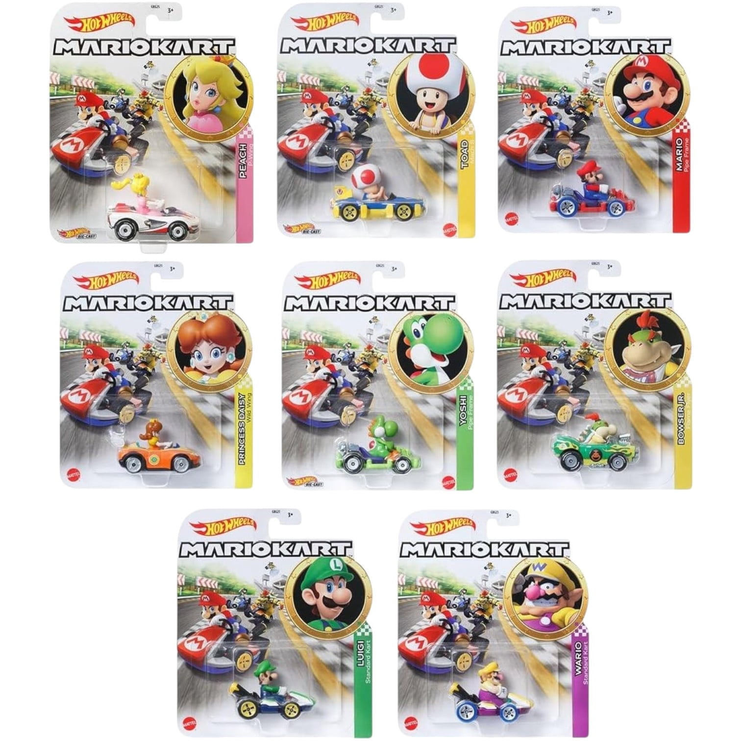 Hot Wheels Mario Kart Die-Cast Character Cars Collection, Set of 8 ...