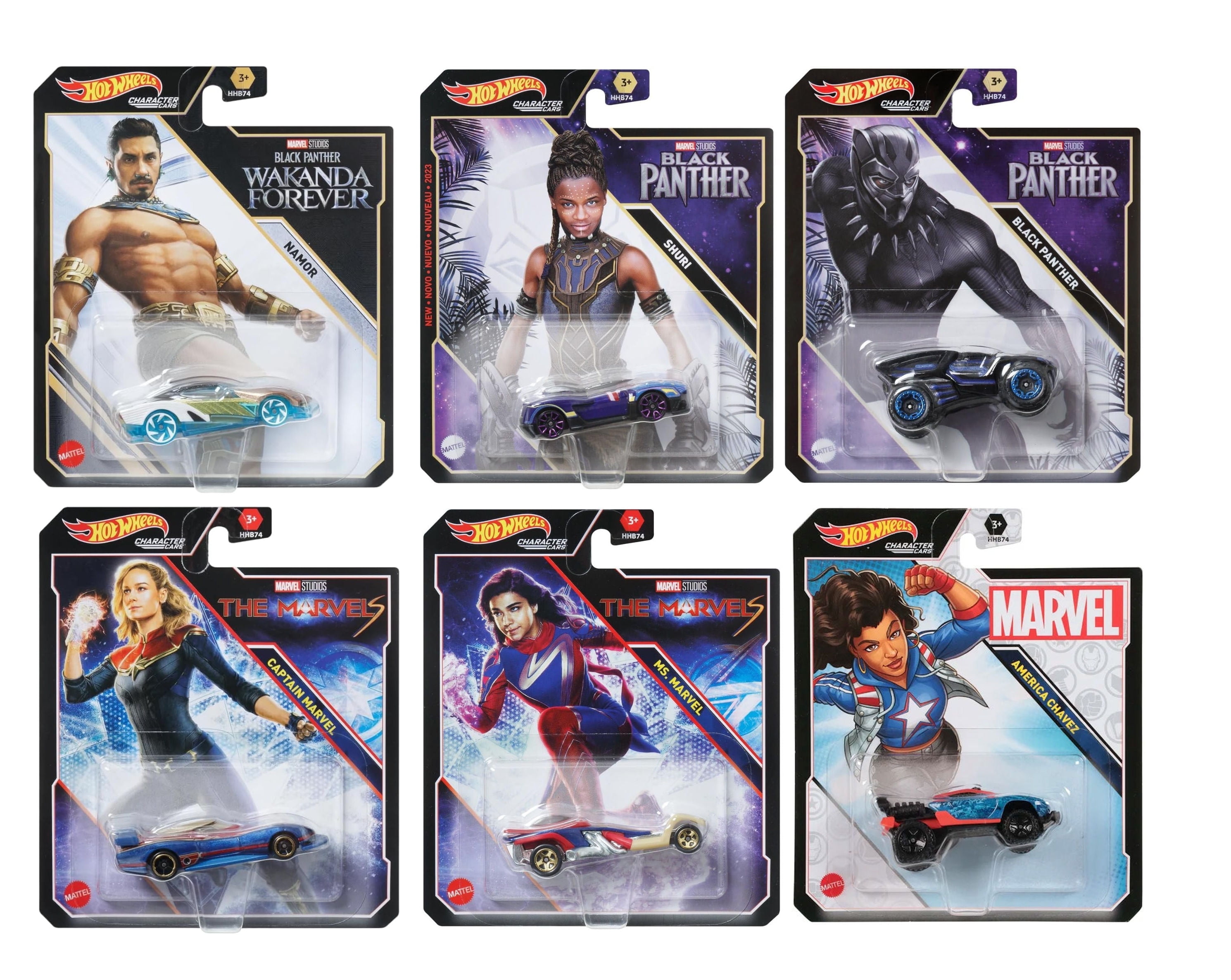 Hot Wheels Marvel Character Cars Complete Set of 6 Diecast Vehicles ...