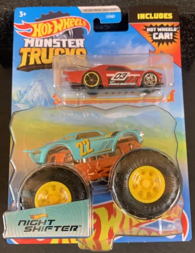 Dronehint.com Hot Wheels Monster Truck + Car NIGHT SHIFTER 1:64 Die ...