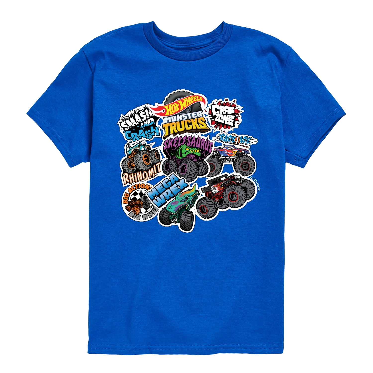 Hot Wheels - Monster Truck Stickers - Kids Toddler And Youth Short Sleeve Tee - Walmart.com
