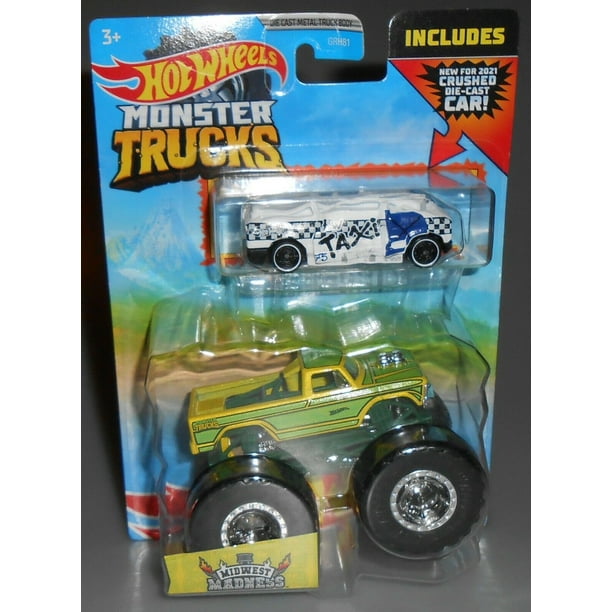 Hot Wheels Monster Trucks 2-Pack, 1 1:64 Scale Vehicle with Giant ...