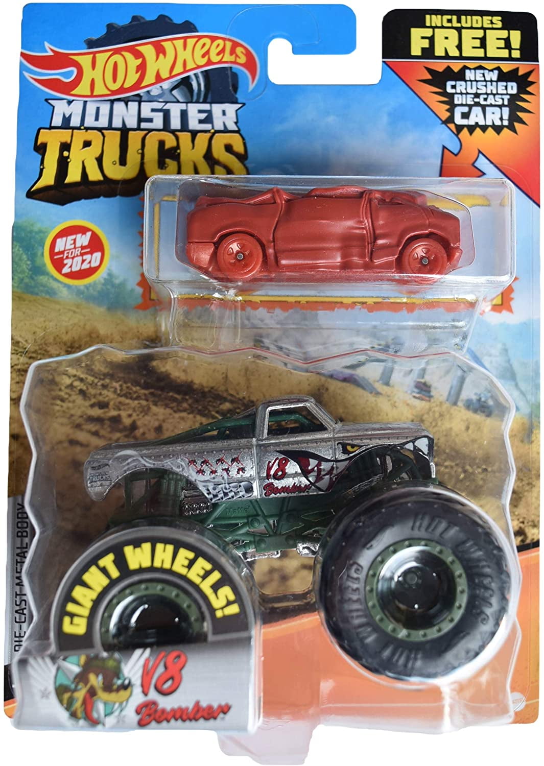 Hot Wheels Monster Trucks 2-Pack, 1:64 Scale Vehicle with Giant Wheels ...
