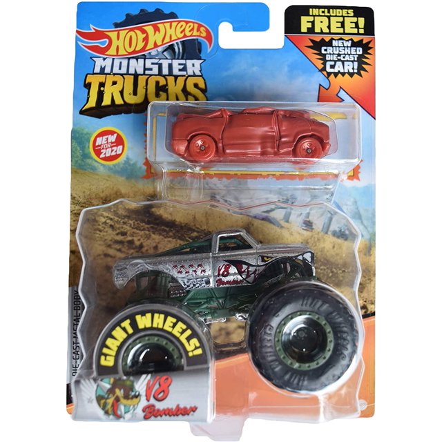 Hot Wheels Monster Trucks 2-Pack, 1:64 Scale Vehicle with Giant Wheels ...