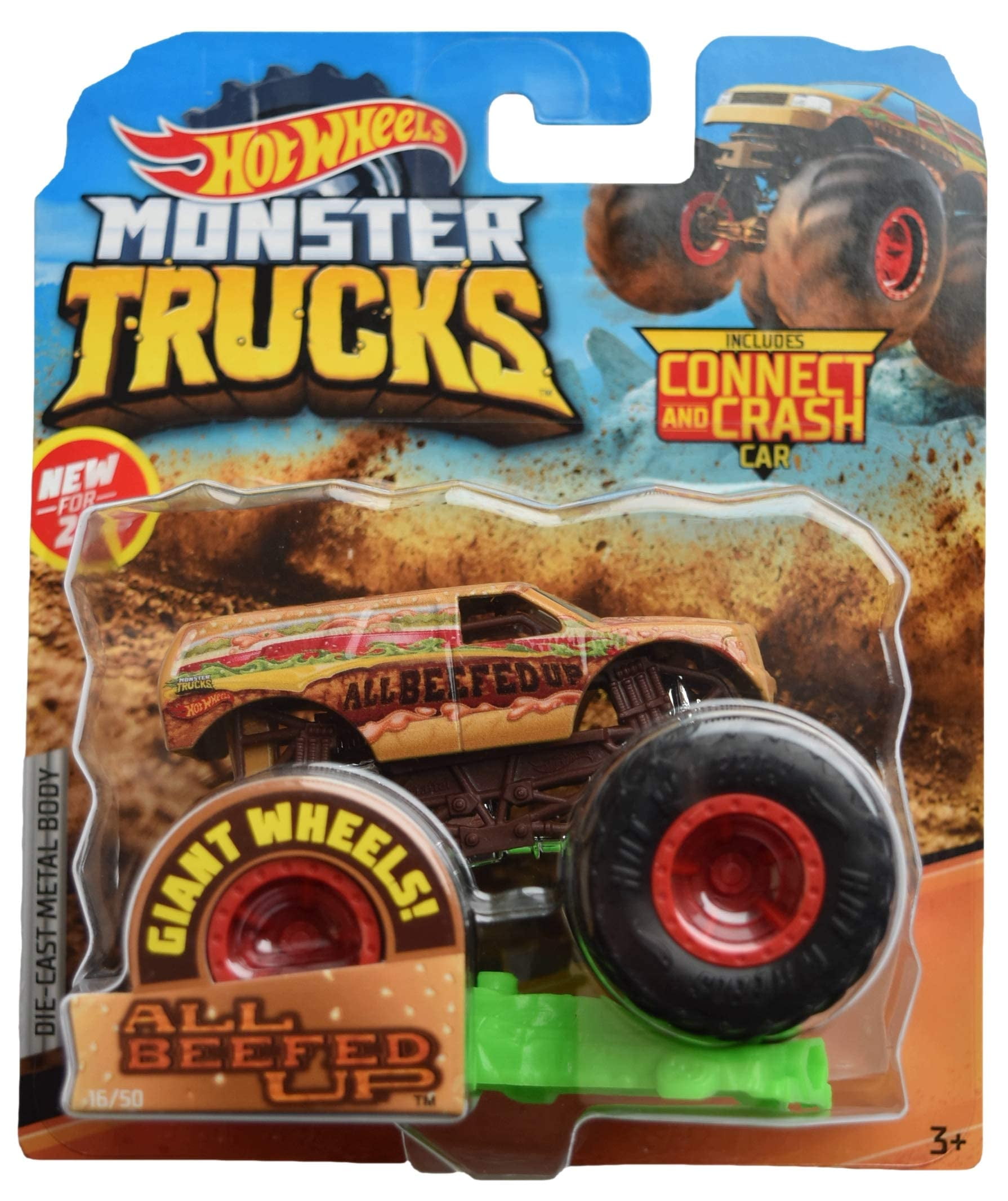 Hot Wheels Monster Trucks All Beefed Up, Includes Connect and Crash Car ...