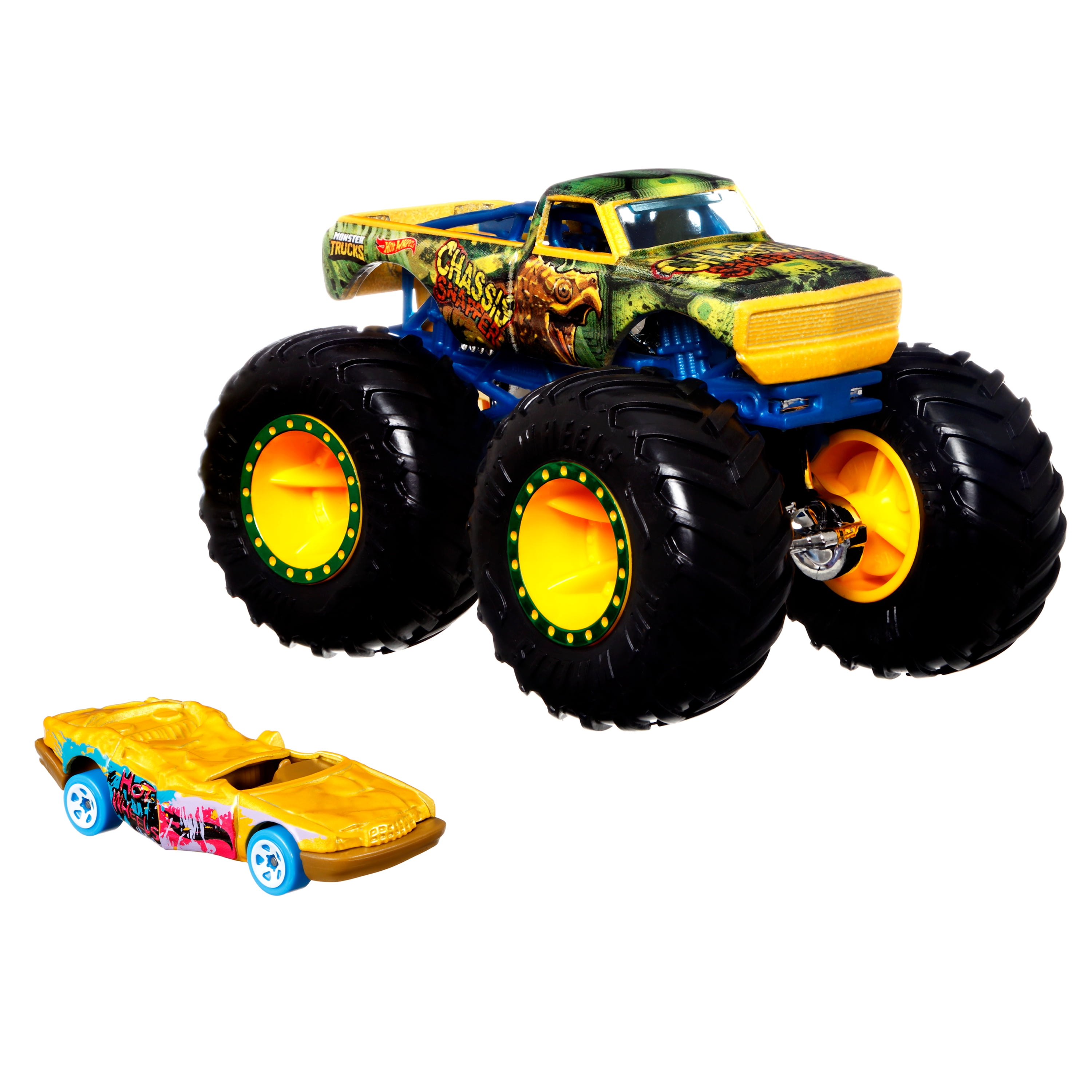 Hot Wheels Monster Trucks Chassis Snapper Diecast Car (Includes Crushed ...