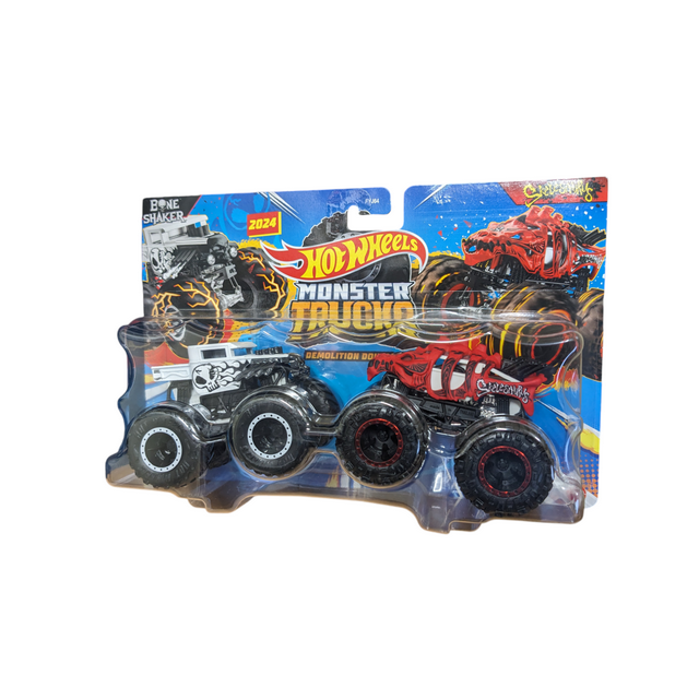 Hot Wheels Monster Trucks Demolition Doubles Bone Shaker vs Skelesaurus ...