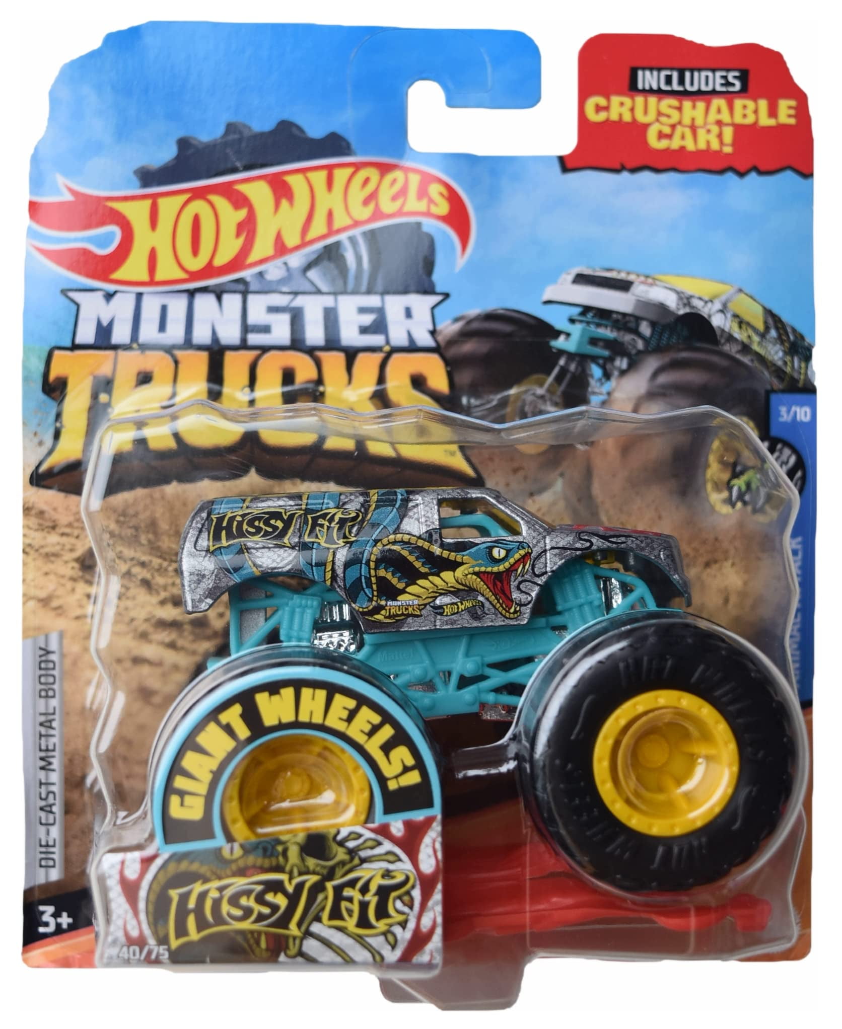 Hot Wheels Monster Trucks Hissy Fit, Includes Crushable Car 40/75 ...