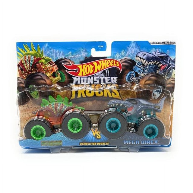 Hot Wheels Monster Trucks REX DINO Dinosaur Motosaurus vs Mega Wrex 1:64 Scale - Walmart.com