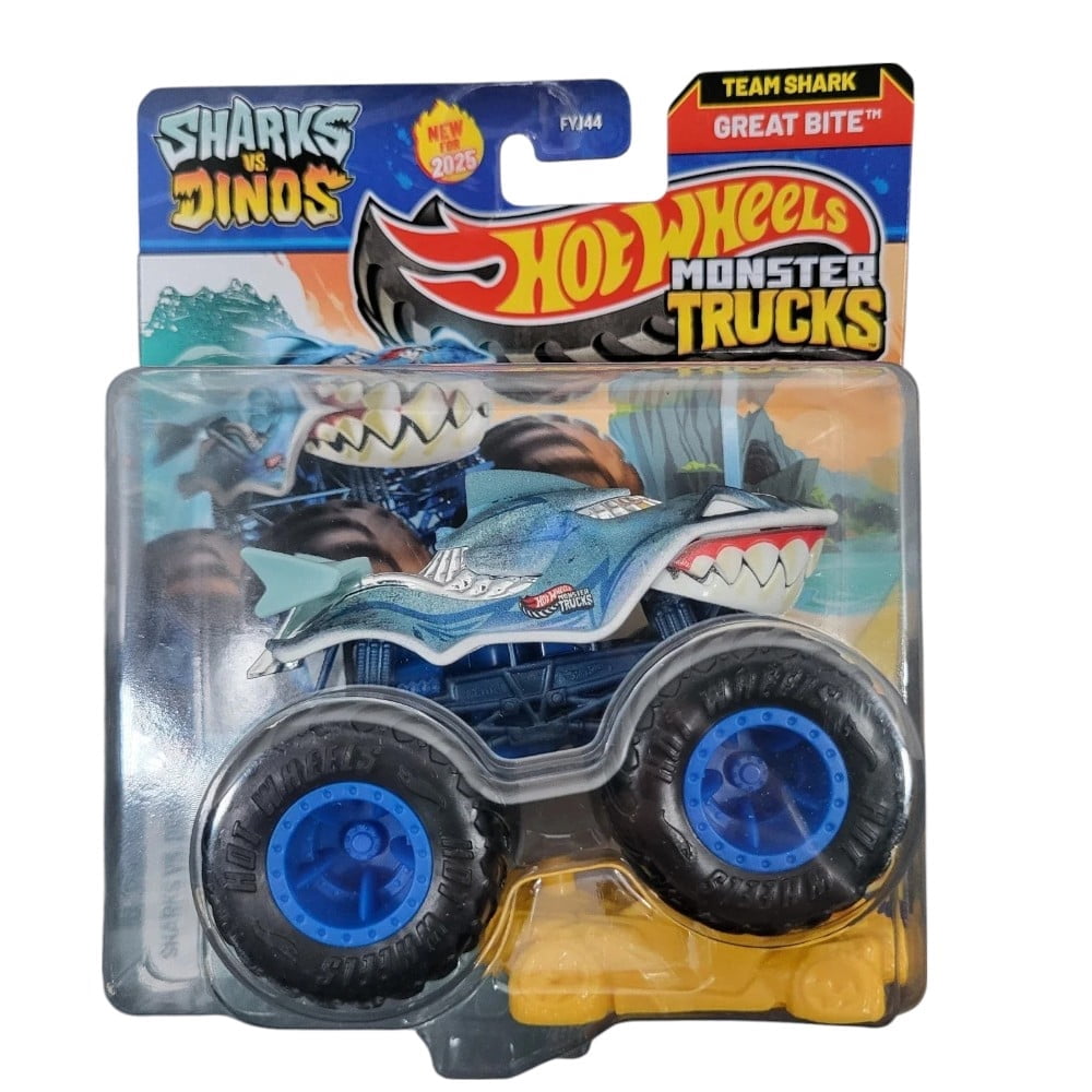 Hot Wheels Monster Trucks - Sharks vs. Dinos - Great Bite, 1:64 Scale ...