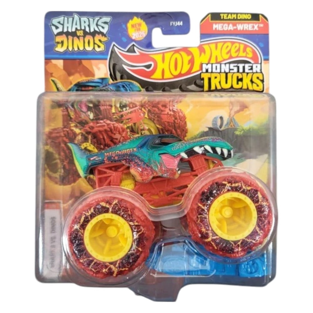 Hot Wheels Monster Trucks - Sharks vs. Dinos - Mega-Wrex, 1:64 Scale ...