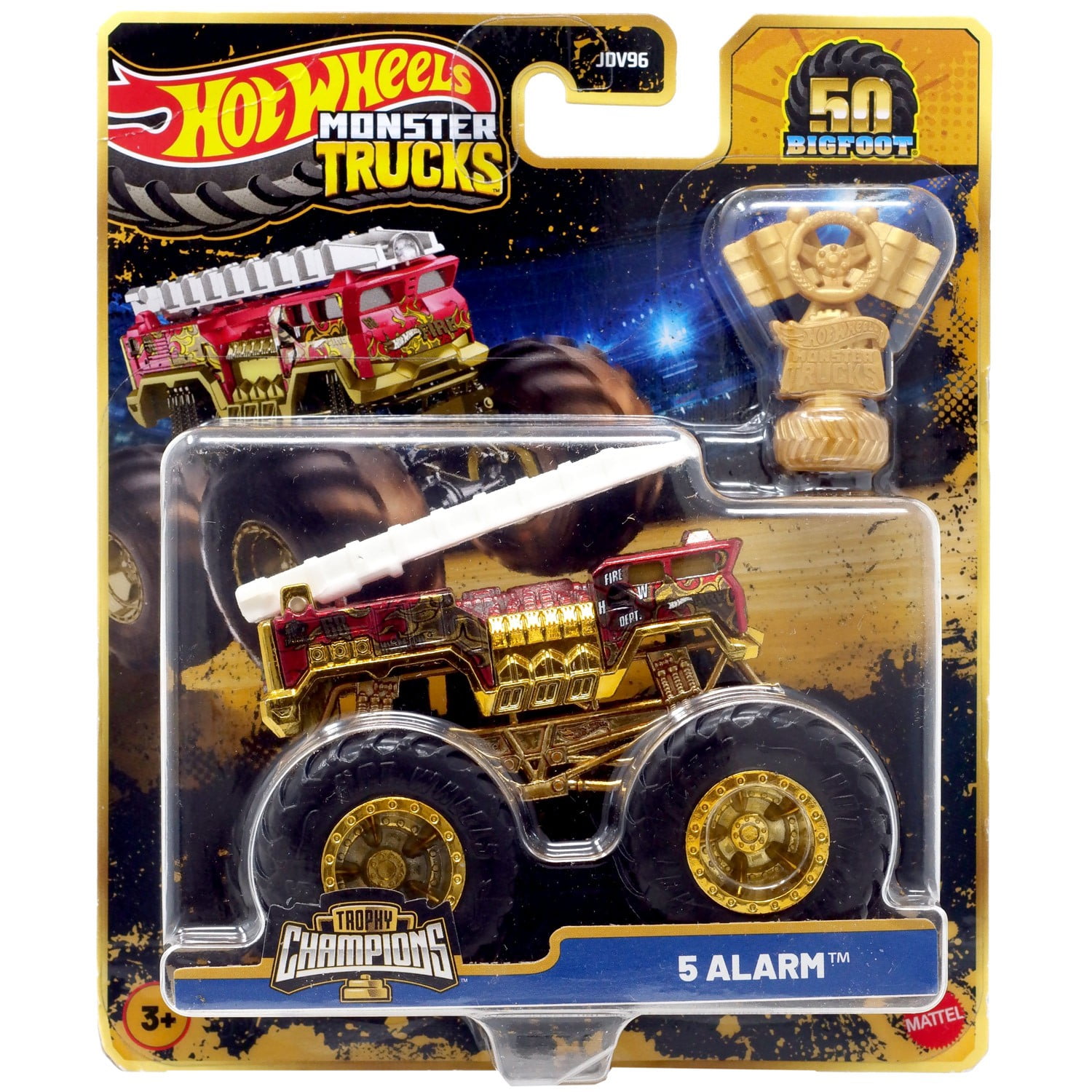 Hot Wheels Monster Trucks Trophy Champions 5 Alarm Diecast Car ...