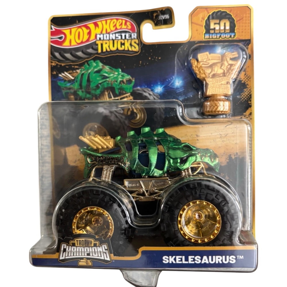 Hot Wheels Monster Trucks Trophy Champions Skelesaurus Diecast Car - Walmart.com