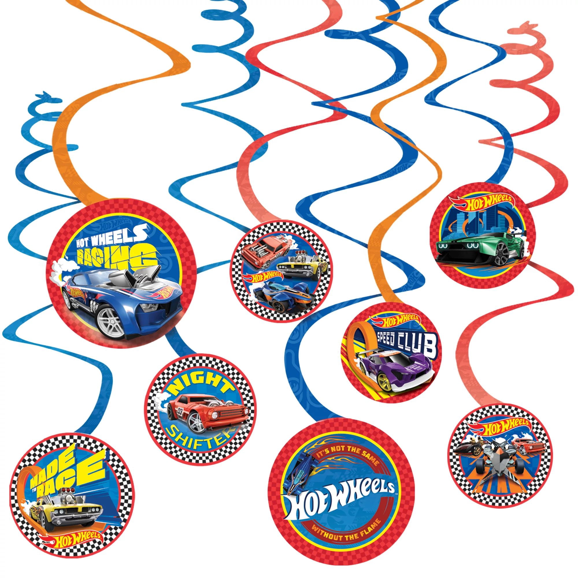 Hot Wheels Multicolor Paper Spiral Decorations - 12-Piece Set with 5 ...