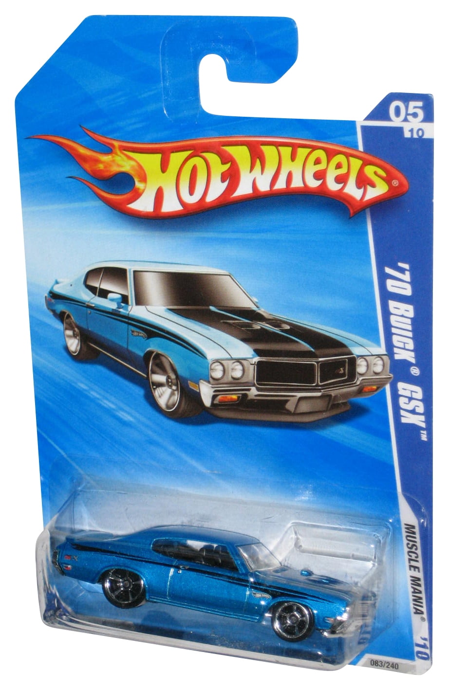 Hot Wheels Muscle Mania '10 Blue '70 Buick GSX Toy Car 083/240 - Walmart.com