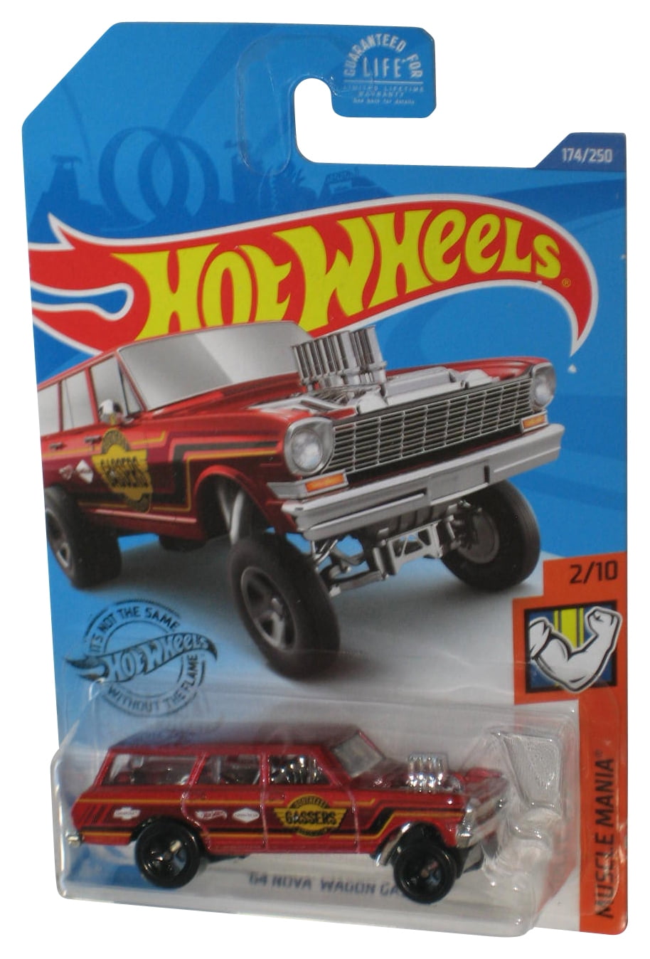 Hot Wheels Muscle Mania 2/10 (2017) Red '64 Nova Wagon Gasser Toy Car ...