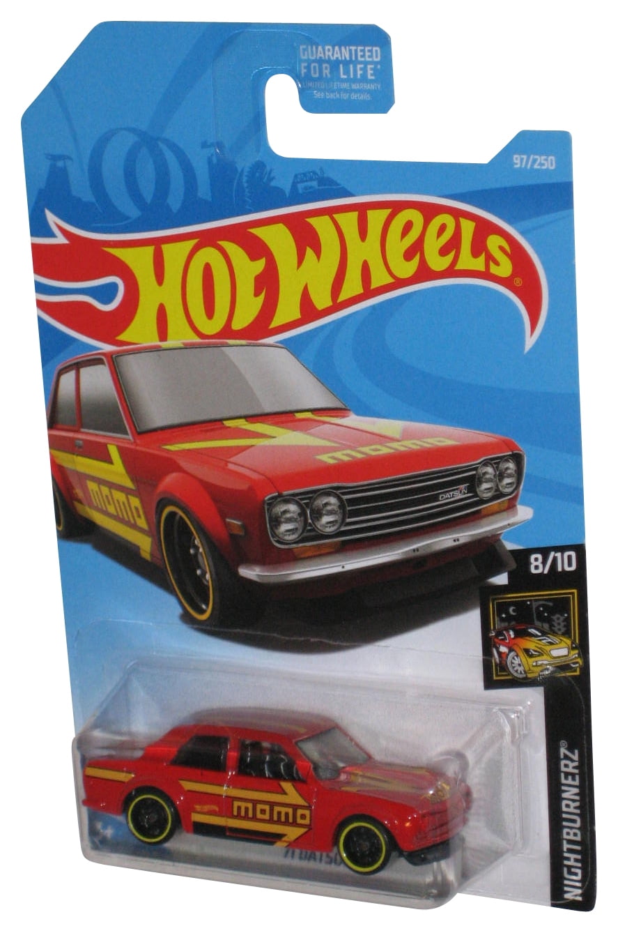 Hot Wheels Nightburnerz 8/10 (2017) Red '71 Datsun 510 Toy Car 97/250 ...