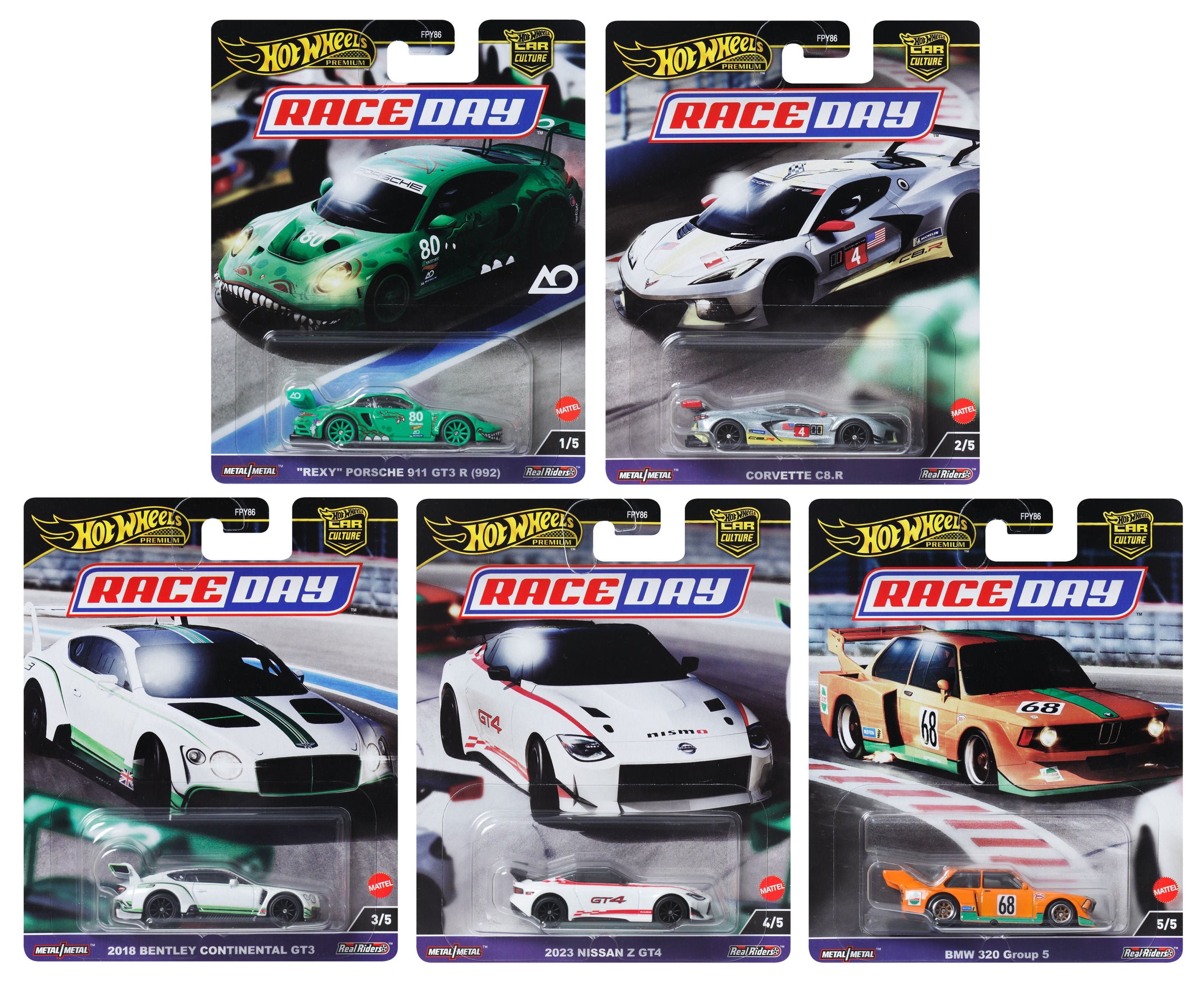 Hot Wheels Premium Car Culture 2024 Race Day Set of 5 - 1:64 Diecast ...