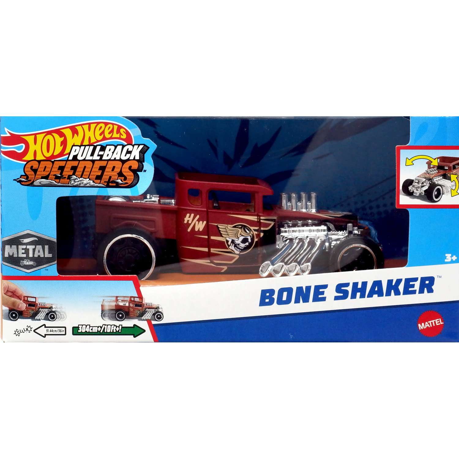 Hot Wheels Pull-Back Speeders Bone Shaker Diecast Pull-Back Car ...