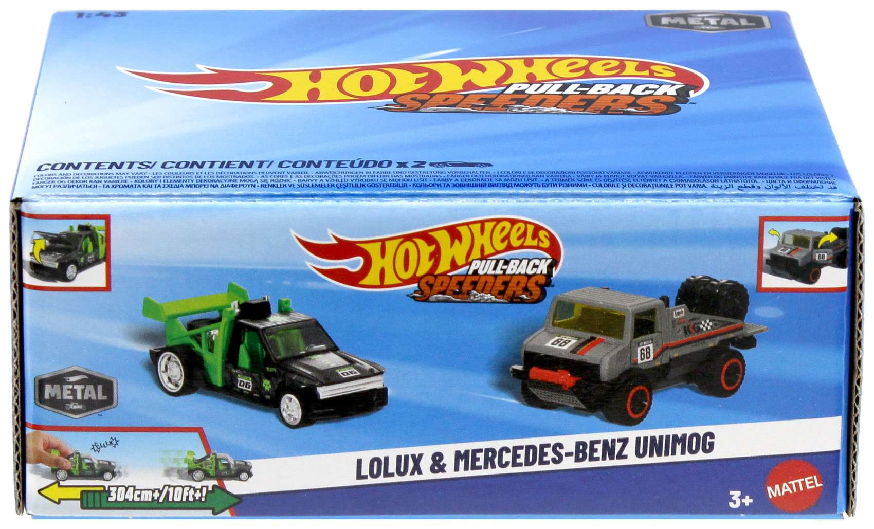 Hot Wheels Pull-Back Speeders Lolux & Mercedes-Benz Unimog Diecast Pull ...