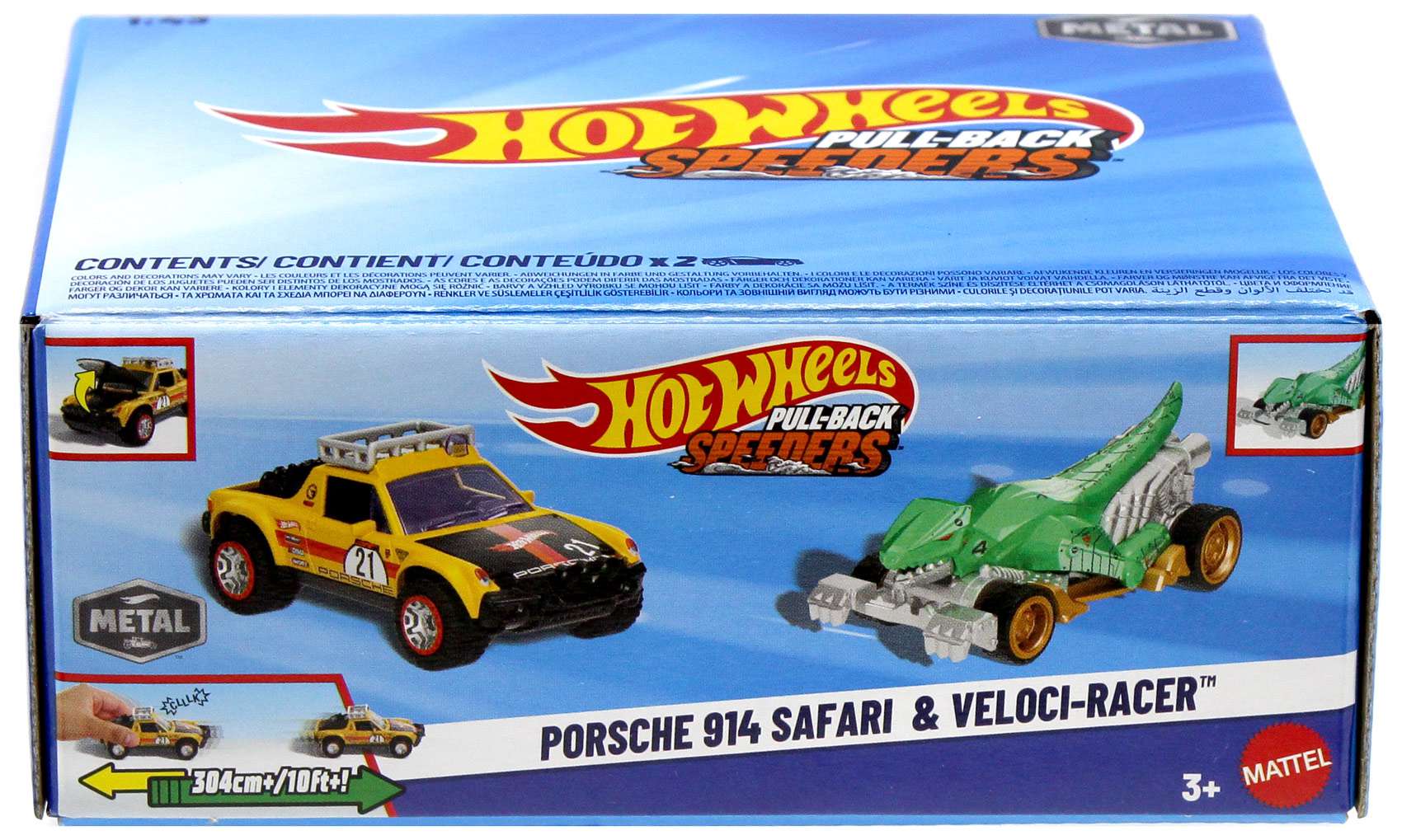 Hot Wheels Pull-Back Speeders Porsche 914 Safari & Veloci-Racer Diecast ...