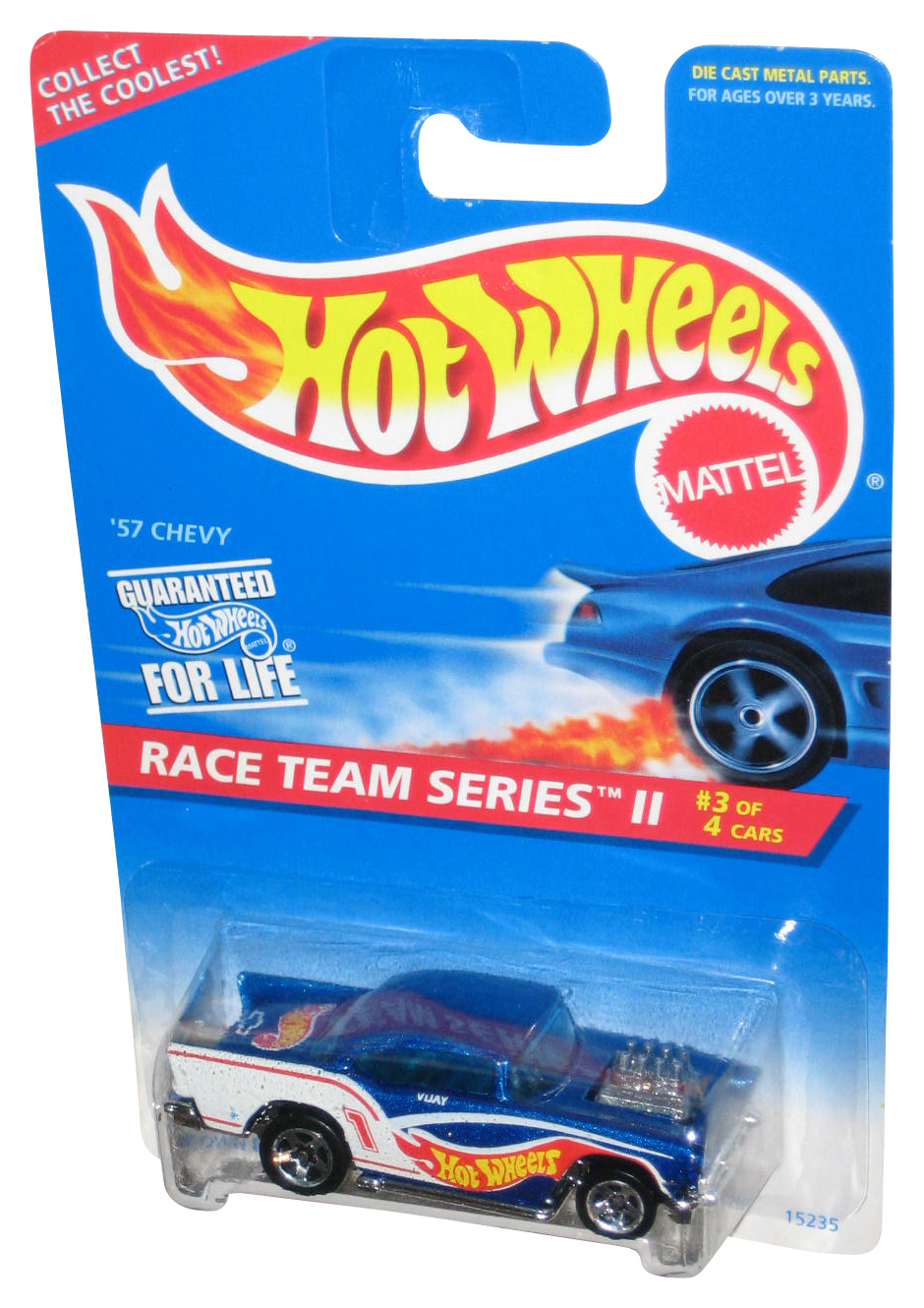 Hot Wheels Race Team Series II 3/4 Blue & White '57 Chevy Toy Car #394 ...