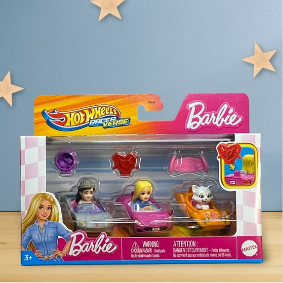 Hot Wheels Barbie Car 3-Pack, Renee, Malibu Barbie, Blissa, Die-Cast ...