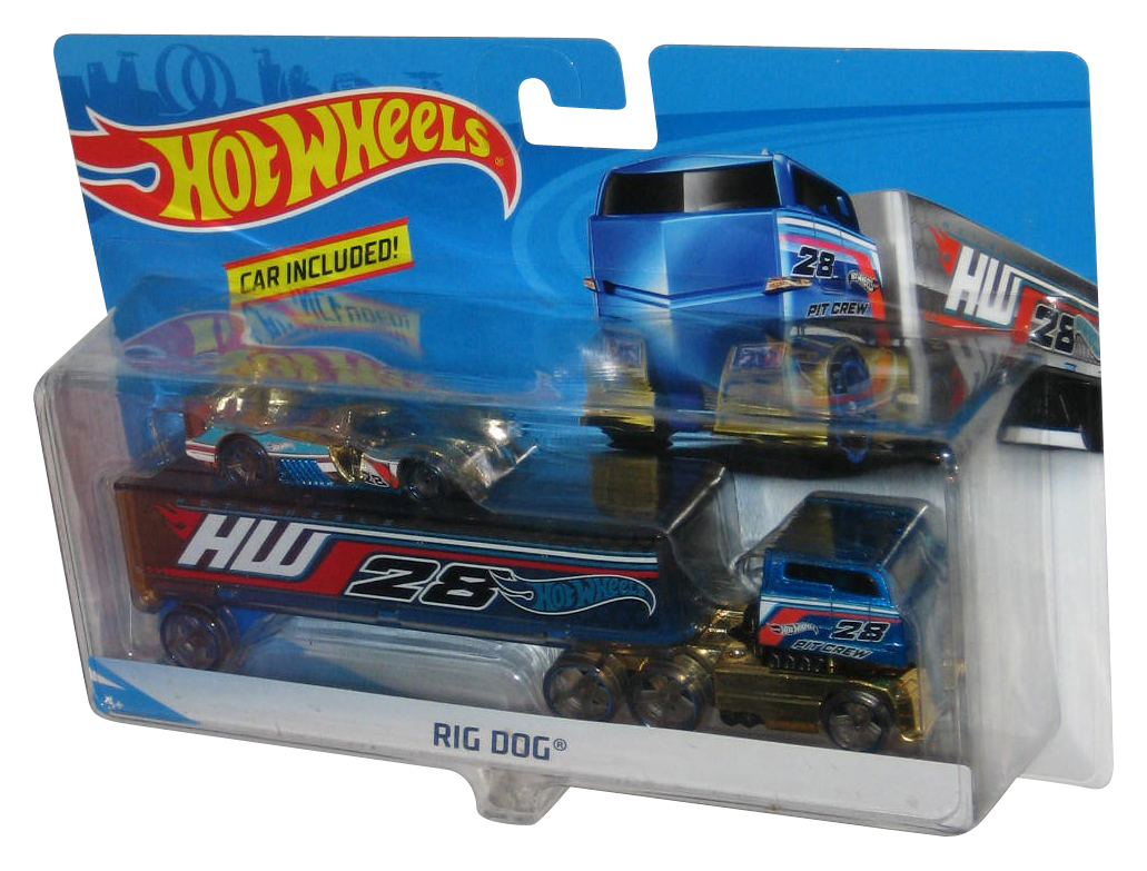 Hot Wheels Rig Dog (2018) Blue Hauler Truck w/ Toy Car - Walmart ...