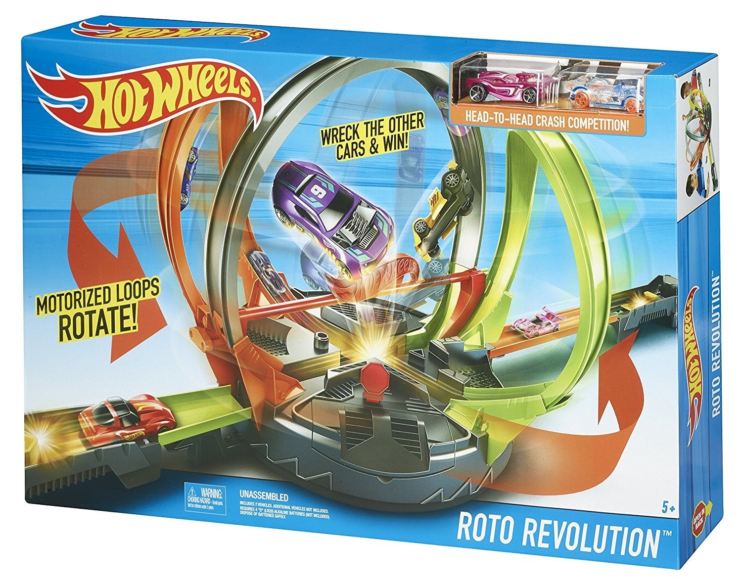 Hot Wheels Roto Revolution Track Set, Interactive Speed Launcher ...