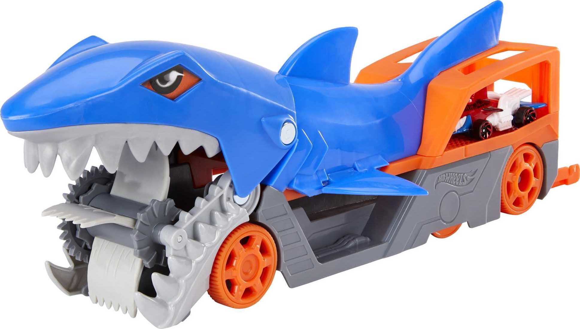 Hot Wheels Shark Chomp Transporter Playset with 1 Toy Car in 1:64 Scale ...