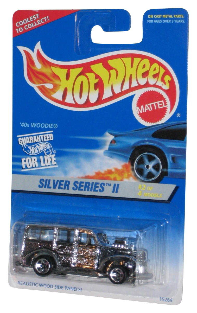 Hot Wheels Silver Series II 2/4 (1995) Silver '40s Woodie Toy Car #421 ...