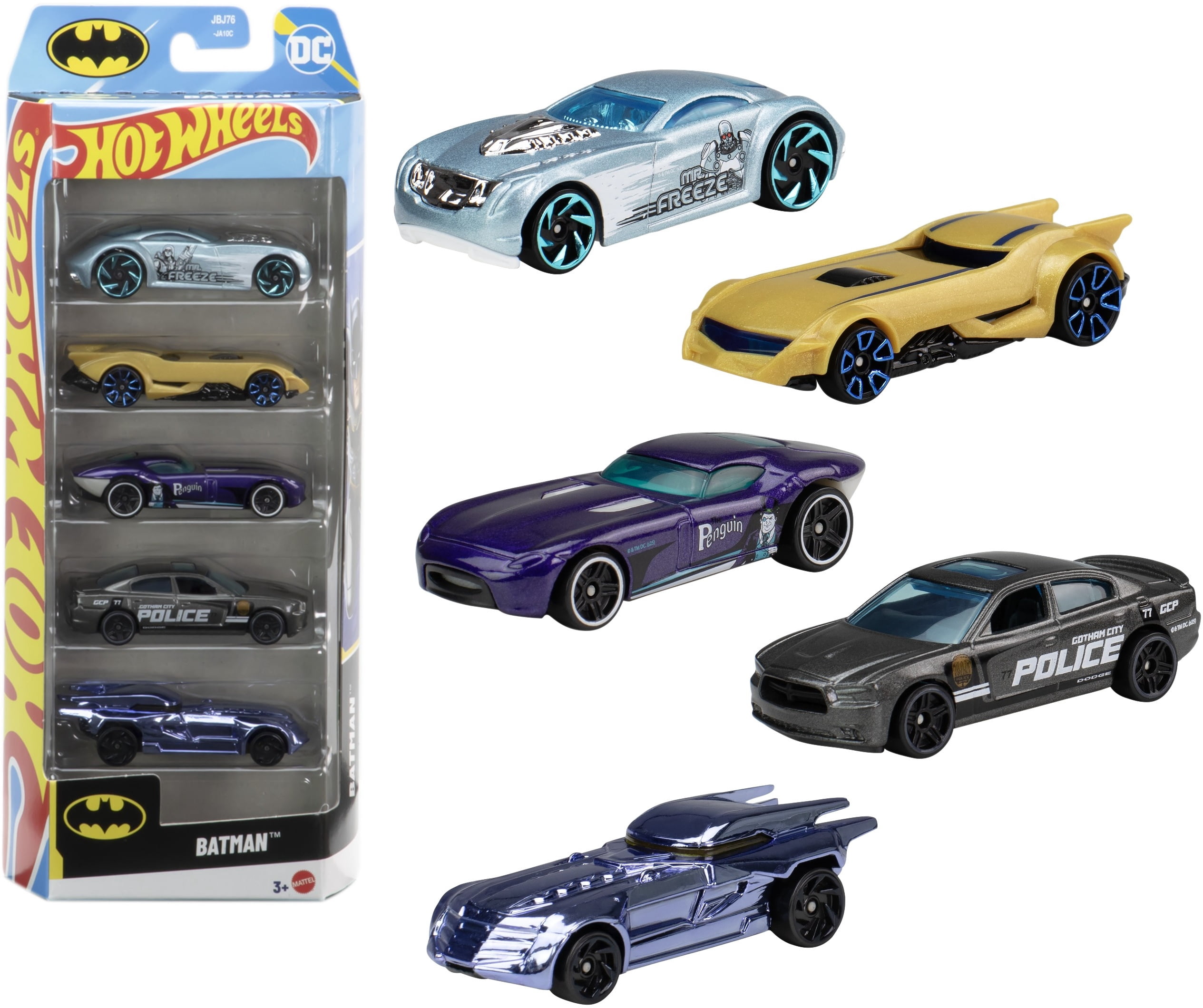 Mattel, Hot Wheels 1:64 Batman 5-Pack, DC, 5 Vehicles for Batman Fans ...
