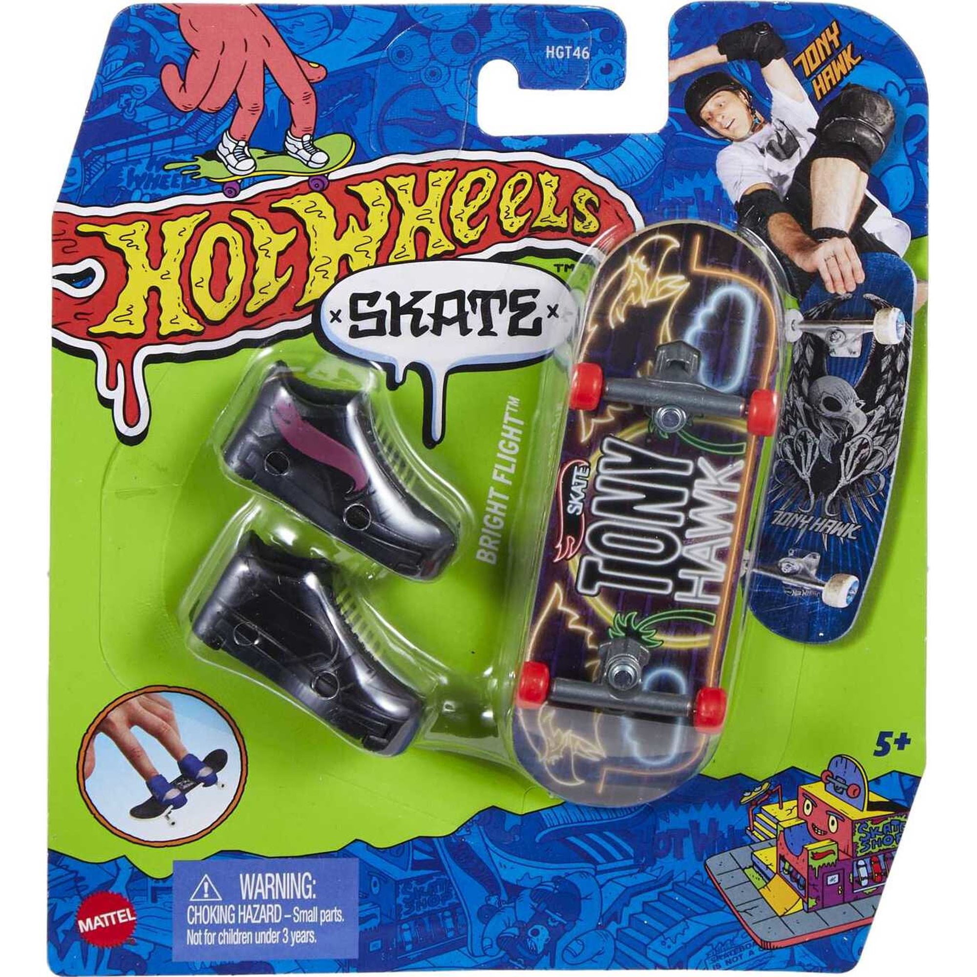 Hot Wheels Skate Fingerboard & Skate Shoes, Bright Flight Toy for Kids ...