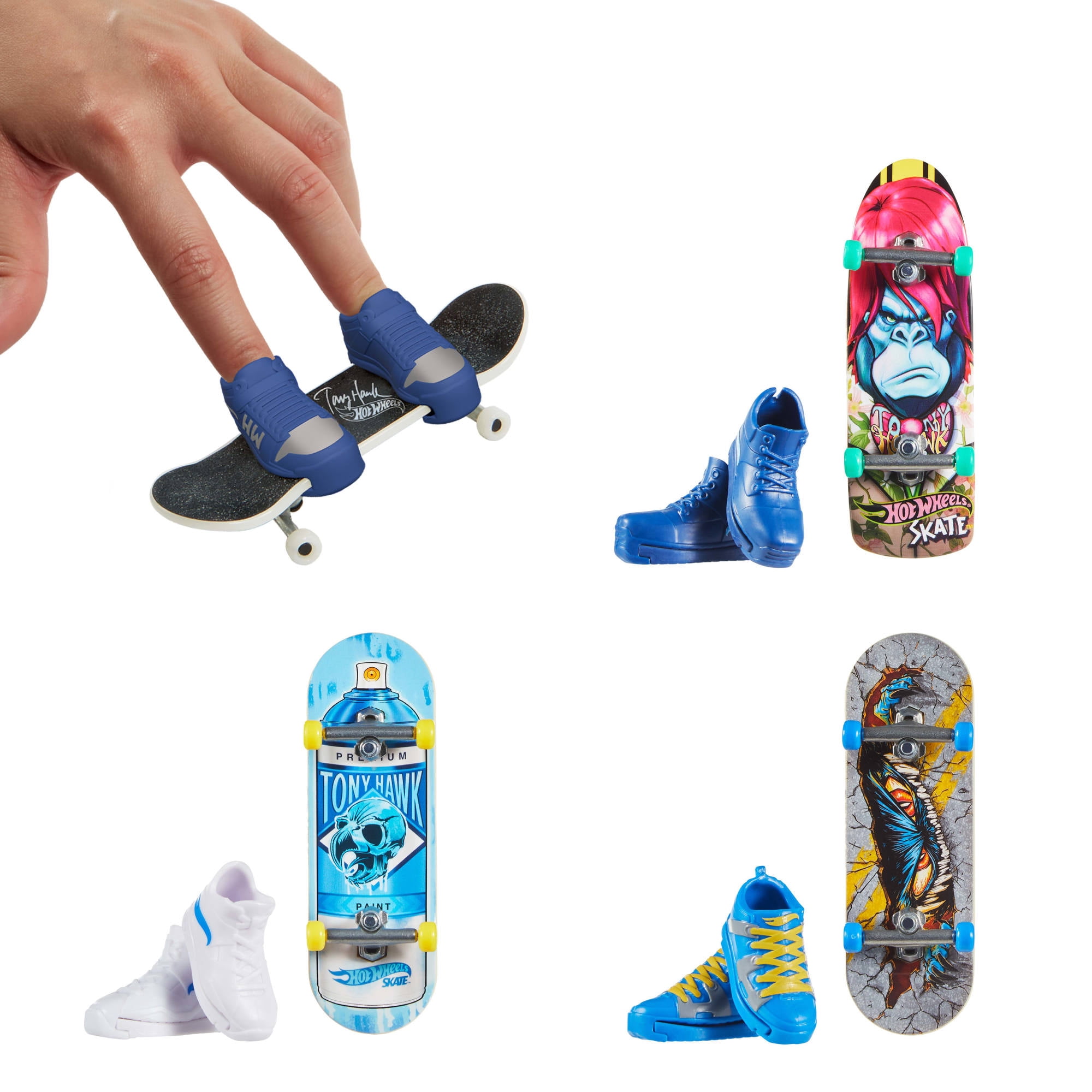 Hot Wheels Skate Tony Hawk Fingerboard & 1 Pair of Skate Shoes (Styles ...