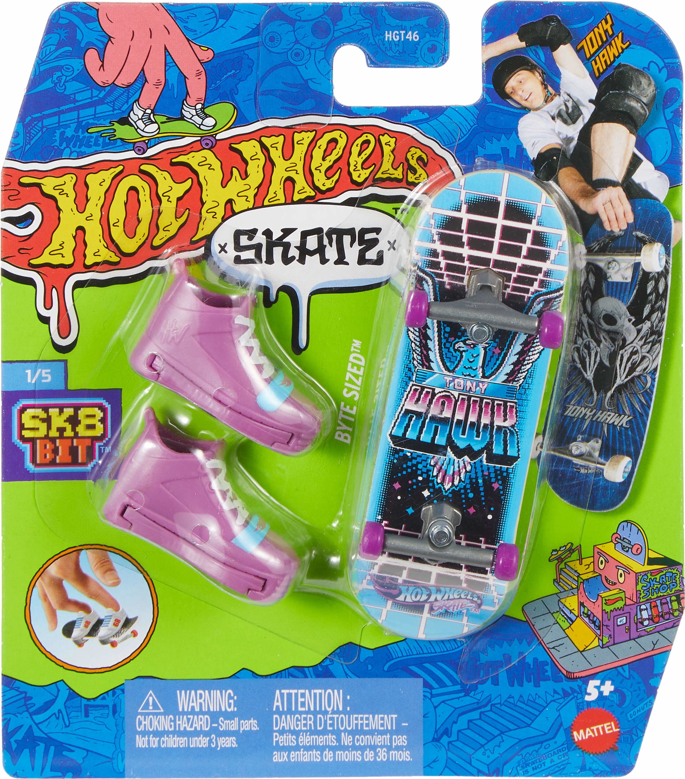 Hot Wheels Skate Tony Hawk Fingerboard & Skate Shoes, Toy for Kids ...