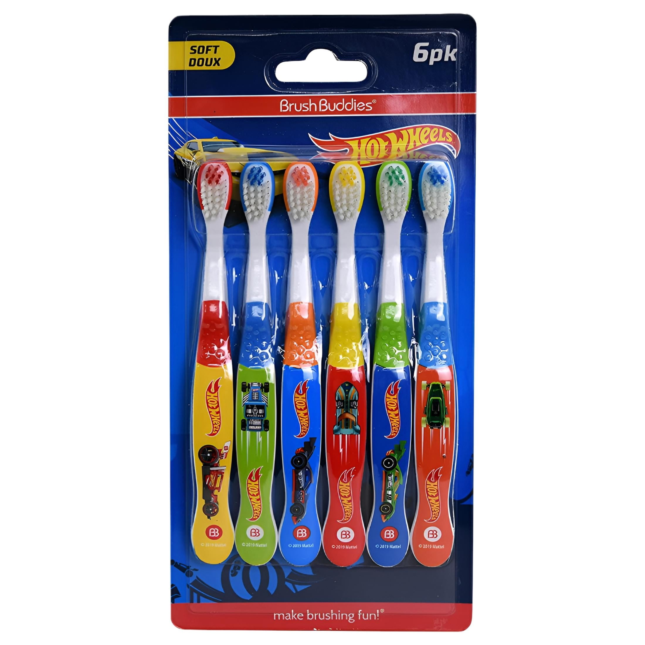 Brush Buddies Hot Wheels Kids Toothbrush 6-Pack, Soft Bristles ...