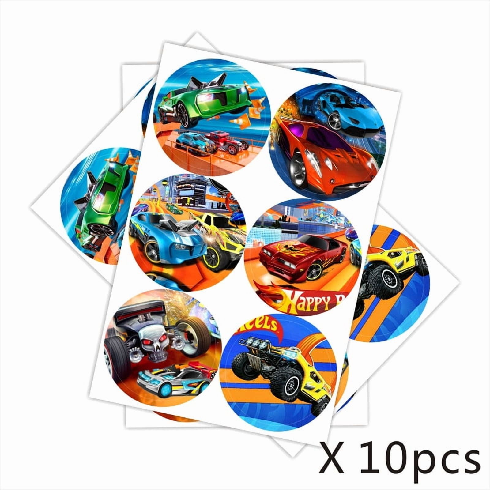 Hot Wheels Stickers Party Favors Labels Birthday Thank You Themed Round ...
