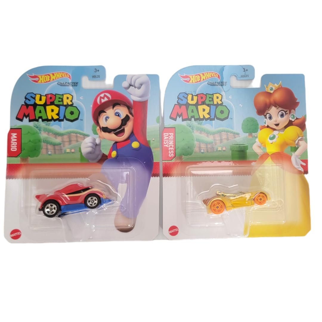 Hot Wheels Super Mario Character Cars Set of 2 Diecast Vehicles with ...