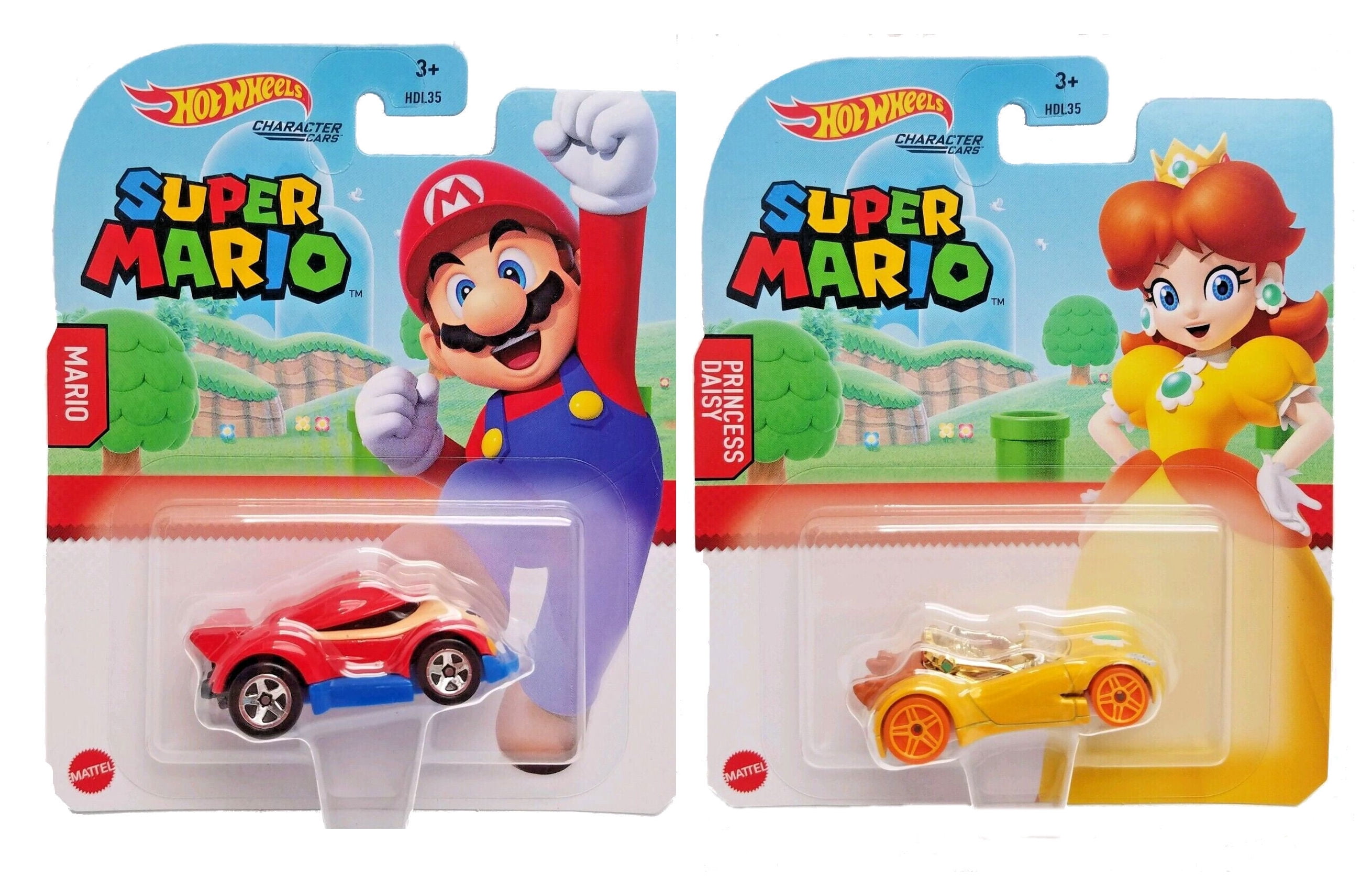 Hot Wheels Super Mario Character Cars Set of 2 Diecast Vehicles with ...