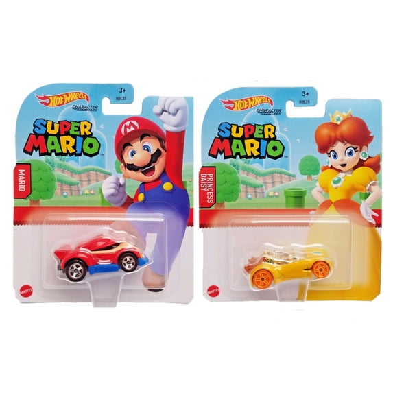 Hot Wheels Super Mario Character Cars Set of 2 Diecast Vehicles with ...