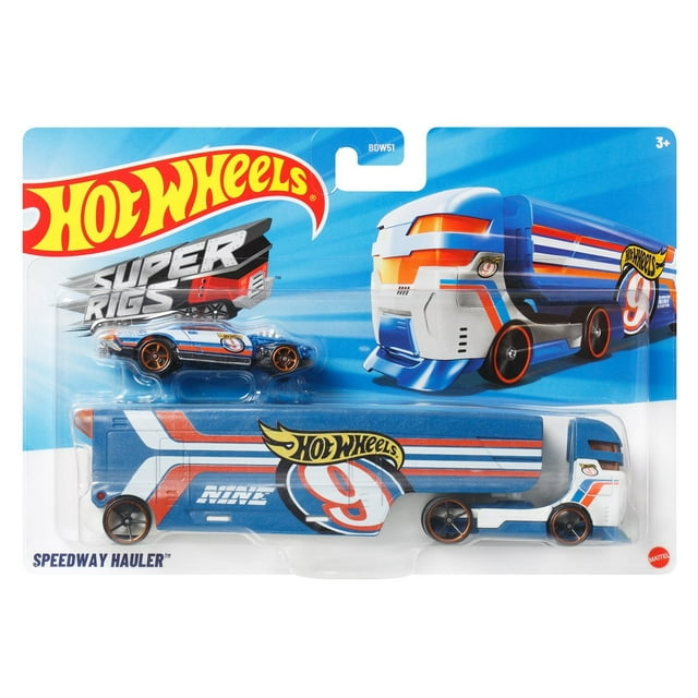 Hot Wheels Super Rigs Car and Truck Play Vehicles, Diecast Speedway ...