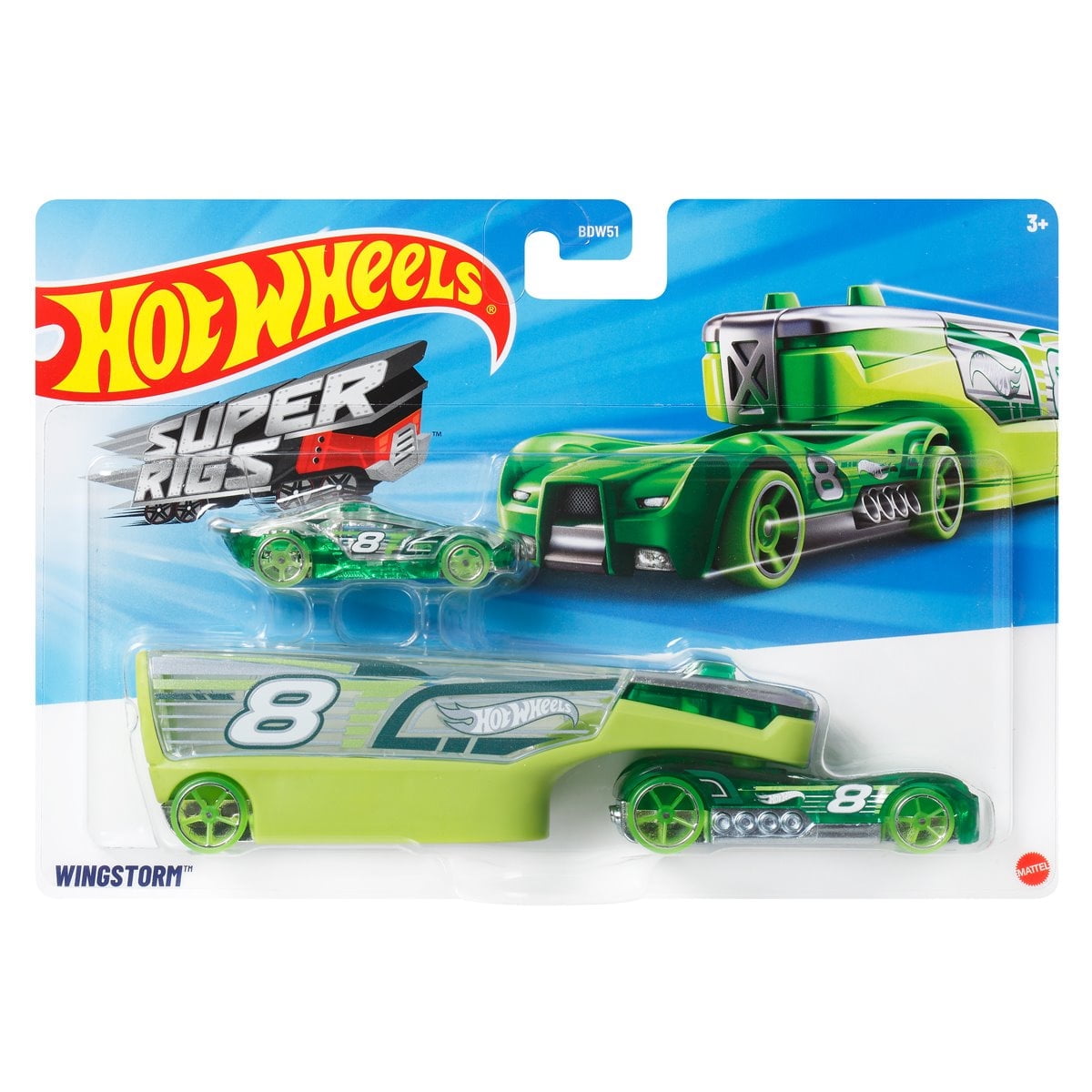 Hot Wheels Super Rigs Car and Truck Play Vehicles, Diecast Wingstorm ...