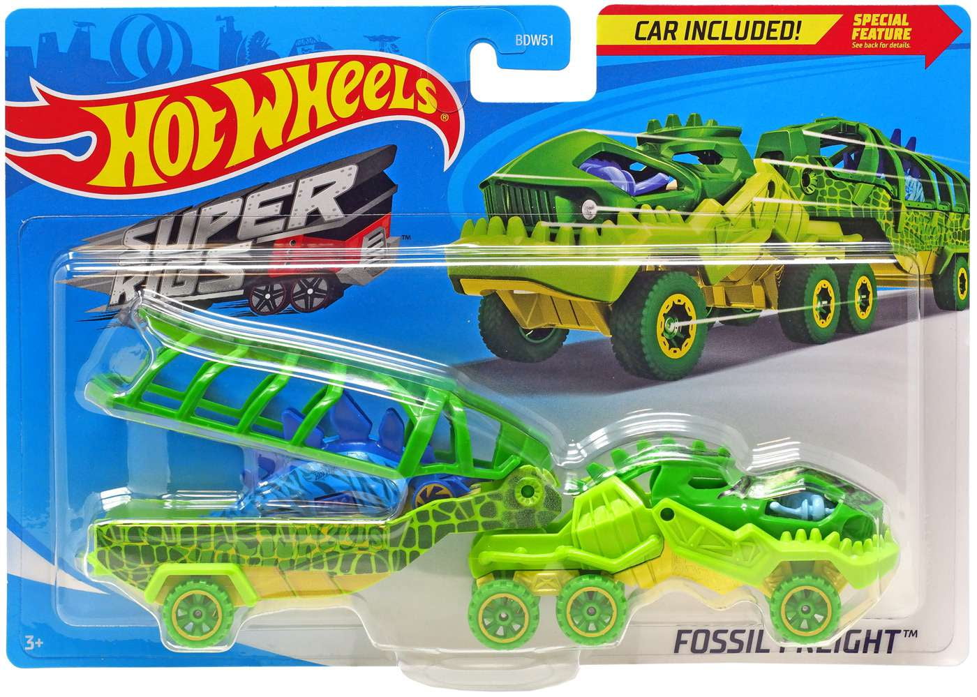 Hot Wheels Super Rigs Fossil Freight Diecast Car (Green) - Walmart.com