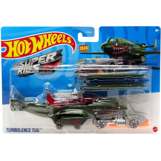 Hot Wheels Super Rigs Turbolence Diecast Car and Hauler Transporter Toy ...