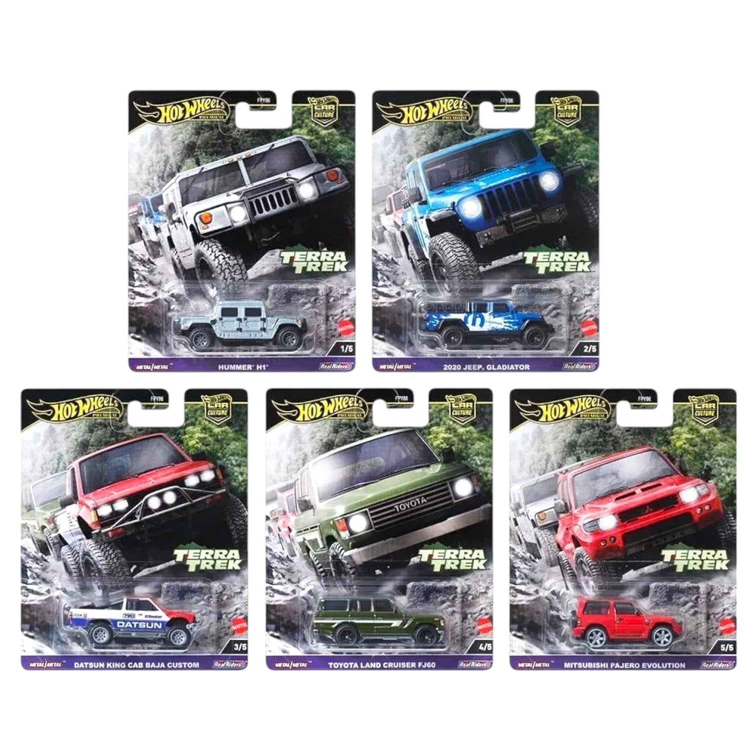 Hot Wheels Terra Trek Off-Road Collection, 5 Die-Cast Cars Set, Hummer ...