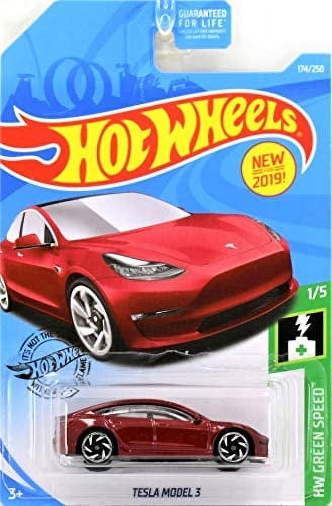 Hot Wheels Tesla Model 3 Red 2019, HW Green Speed die-cast vehicle (1/5 ...