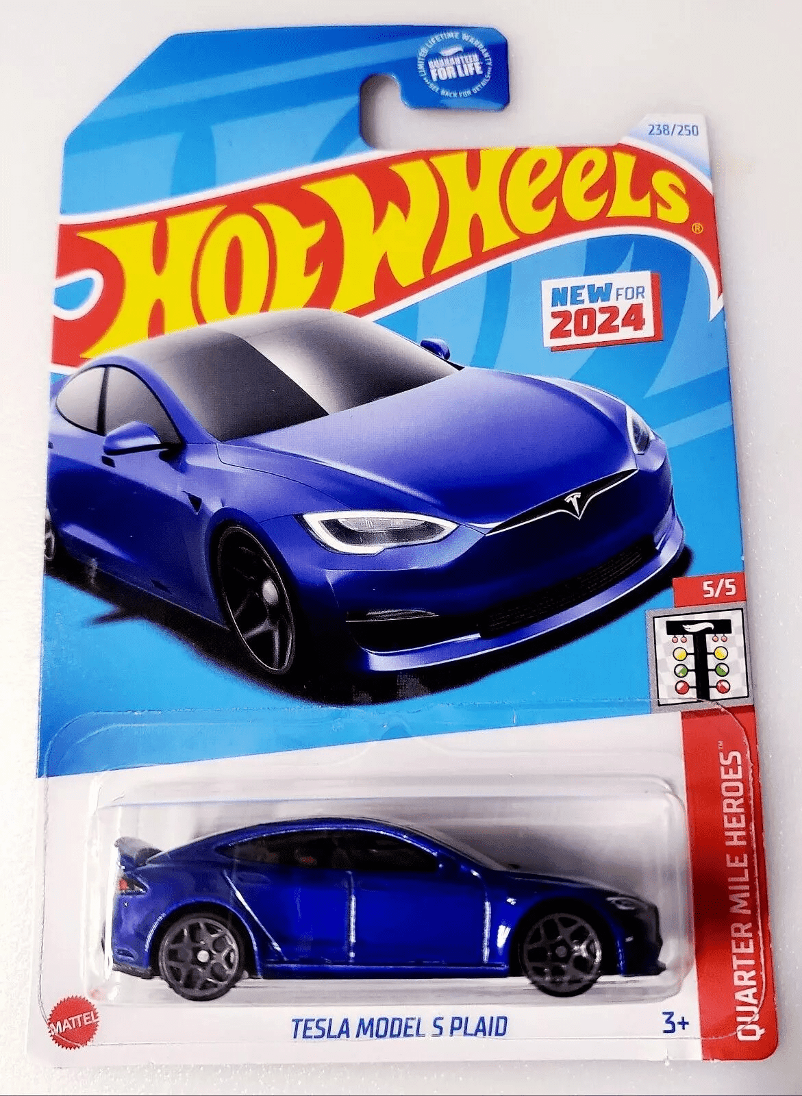 Hot Wheels Tesla Model S Plaid 238/250 Blue Quarter Mile Heroes 5/5 ...