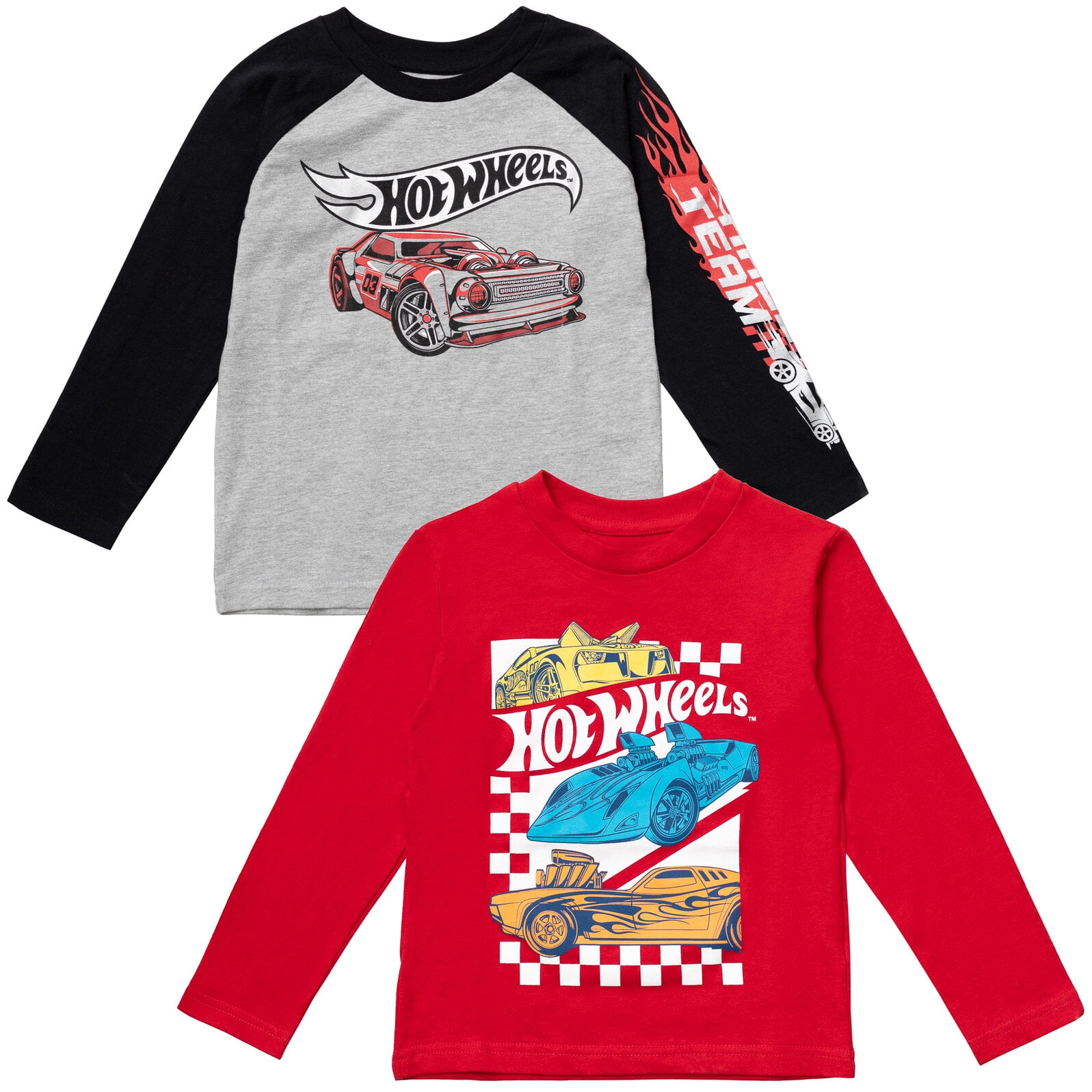 Hot Wheels Kids Toddler Boys Long Sleeve Graphic Tee Outfit - 2 Pack ...