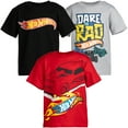 Hot Wheels Graphic Tee Shirts for Boys, 3-Pack Toddler to Big Kid ...