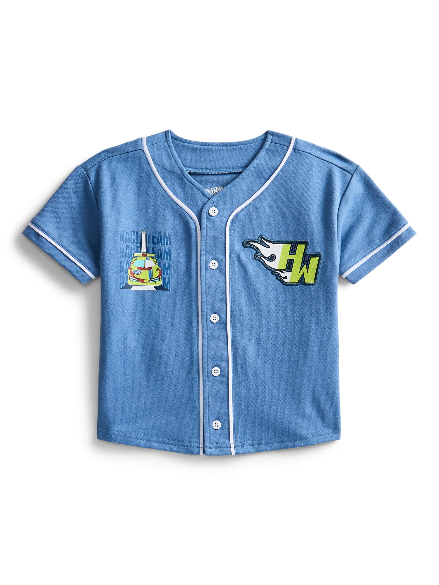 Hot Wheels Toddler Button Down Baseball Jersey with Short Sleeves ...
