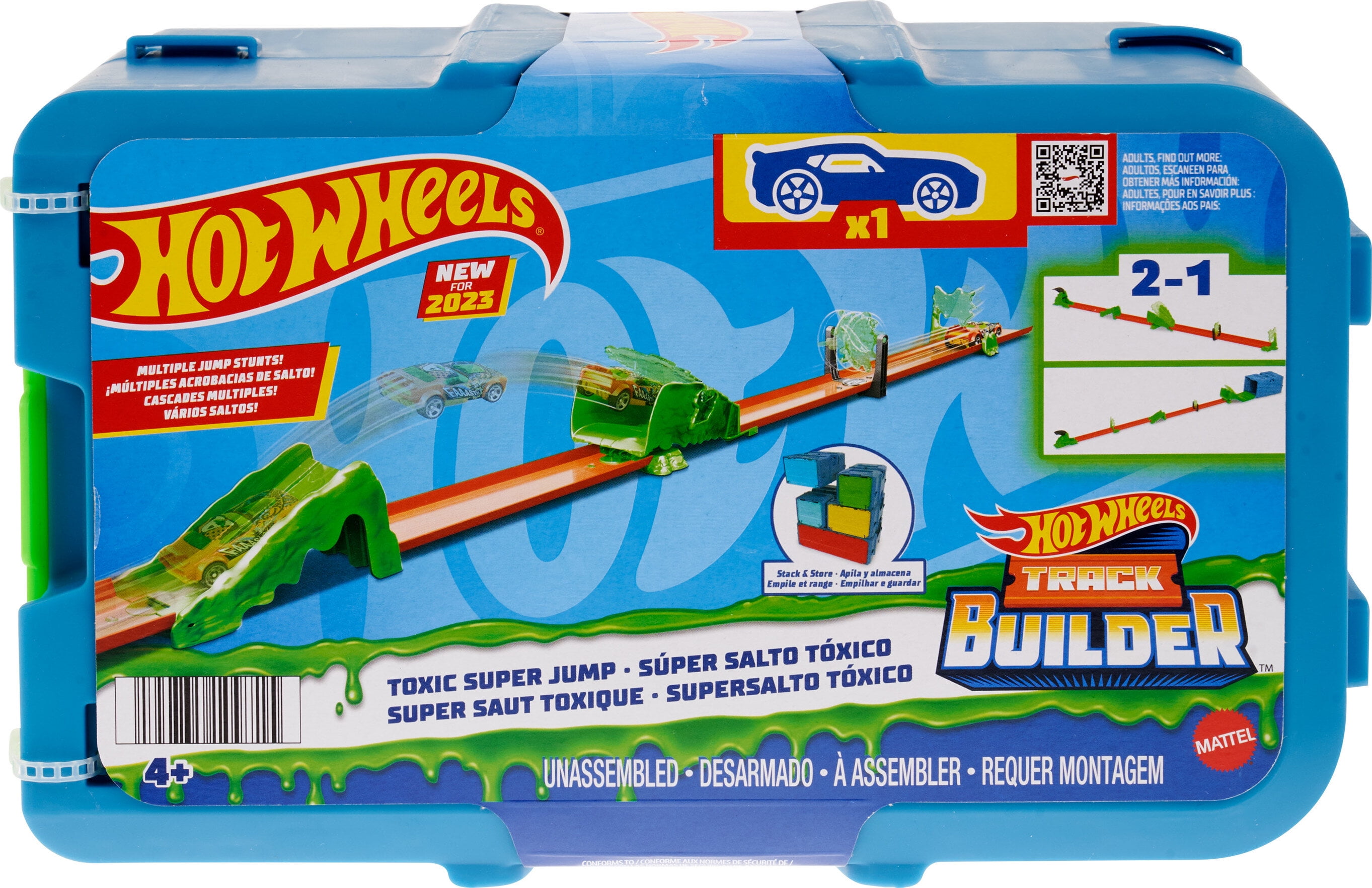 Hot Wheels Toxic-Themed Track Building Vehicle Playsets with Storage ...